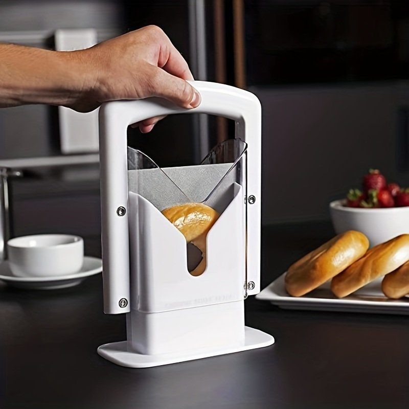 1pc Stainless Steel Bagel Guillotine Slicer With Safety Handle - Knife ...