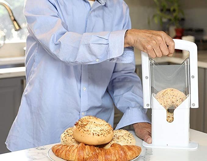 1pc Stainless Steel Bagel Guillotine Slicer With Safety Handle - Knife ...